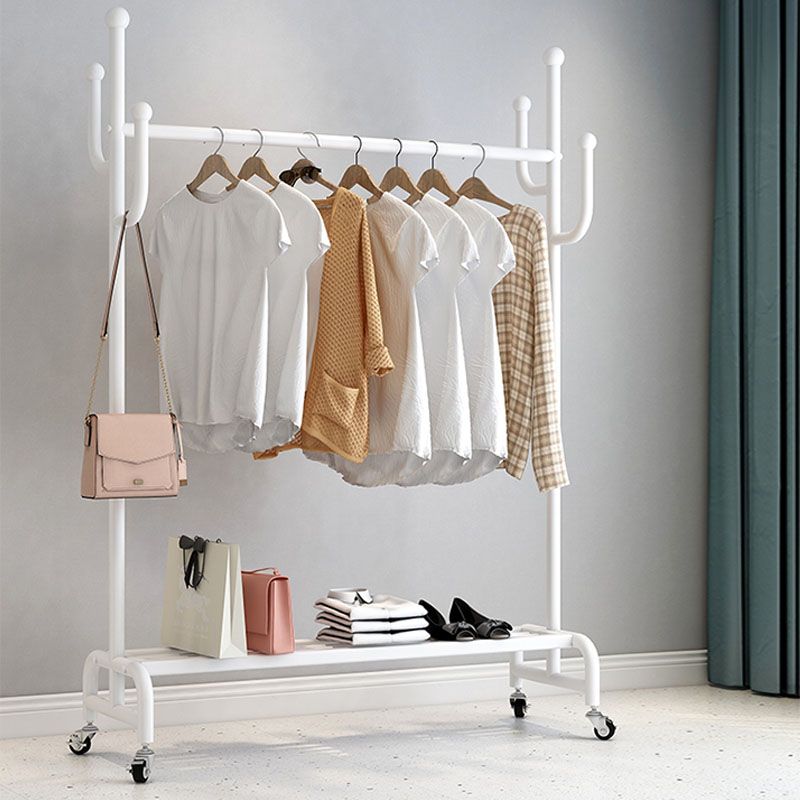 Classic Metal Clothes Hanger Free Standing Hooks Coat Rack with Storage ...